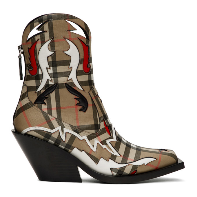 Burberry Beige Check Matlock Boots Burberry