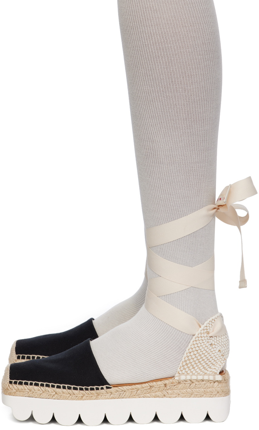 Marni Black & Off-White Slingback Espadrilles Marni