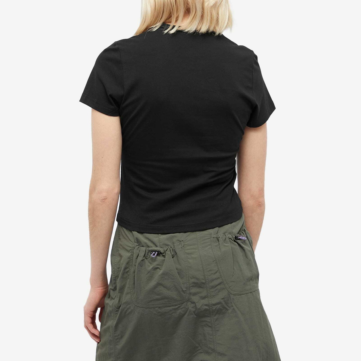 Peachy Den Women's Logo Baby T-Shirt in Black Peachy Den