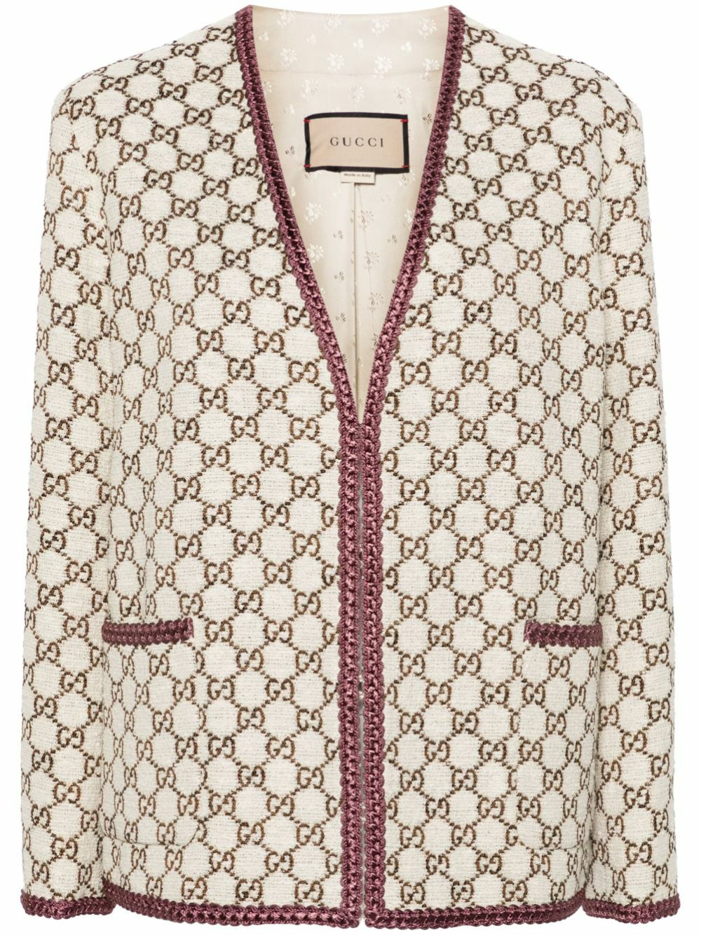 Gucci Neutral GG Tweed Jacket Gucci