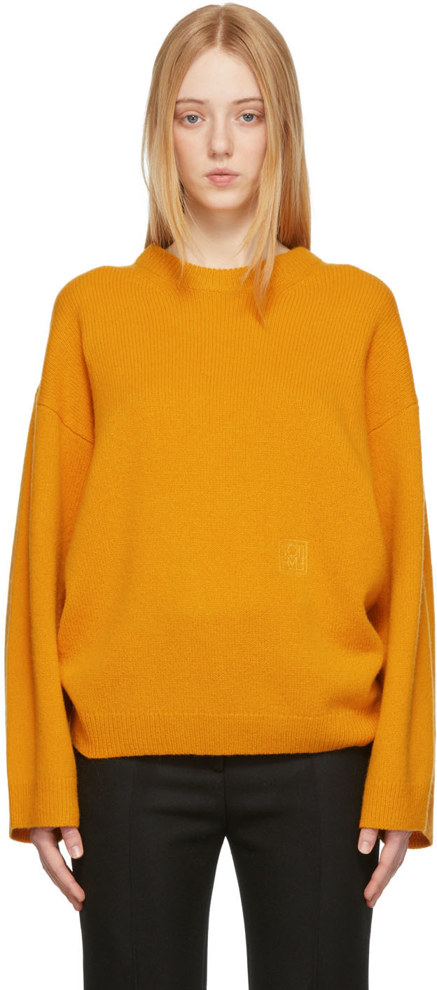 TOTEME Orange Knit Monogram Sweater Toteme