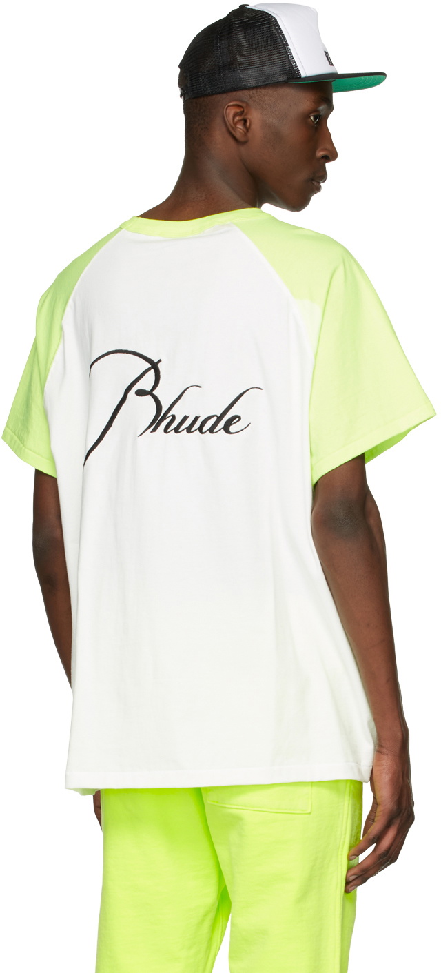 Rhude Green & White Raglan T-Shirt Rhude