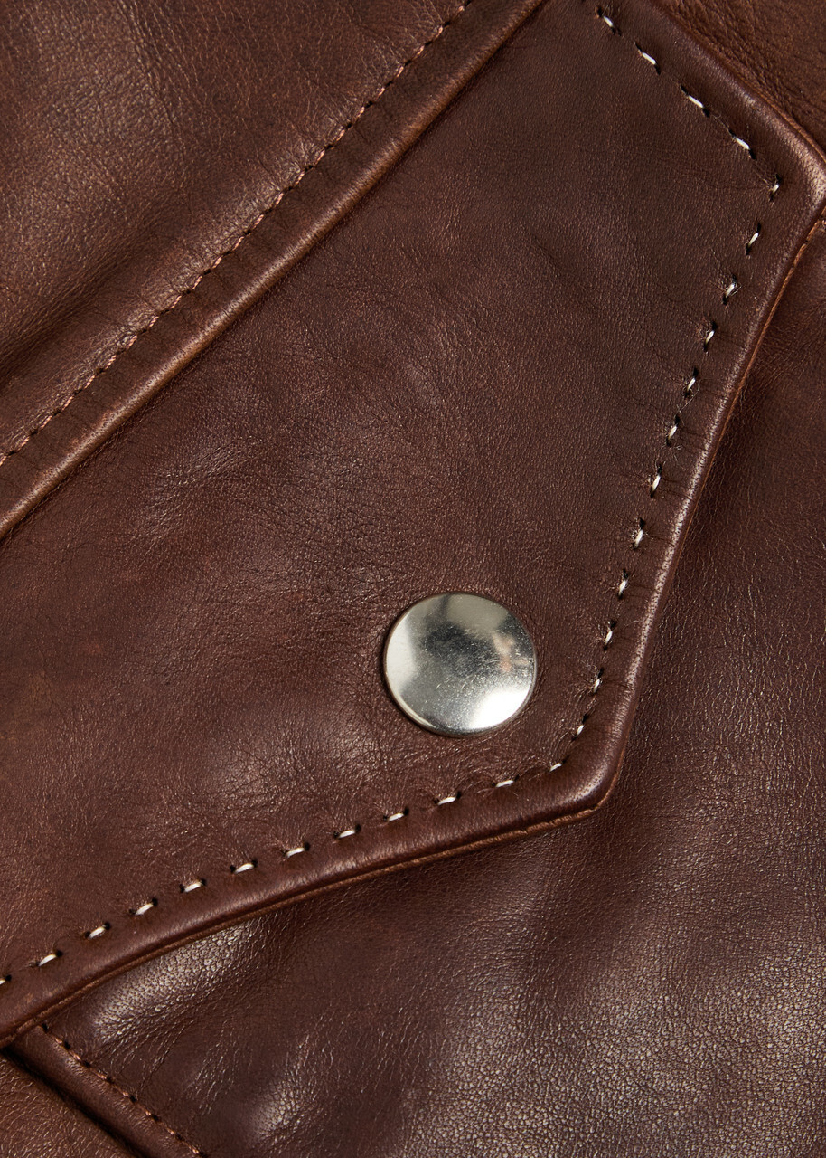 Second Layer Trucker Leather Jacket Brown Second/Layer
