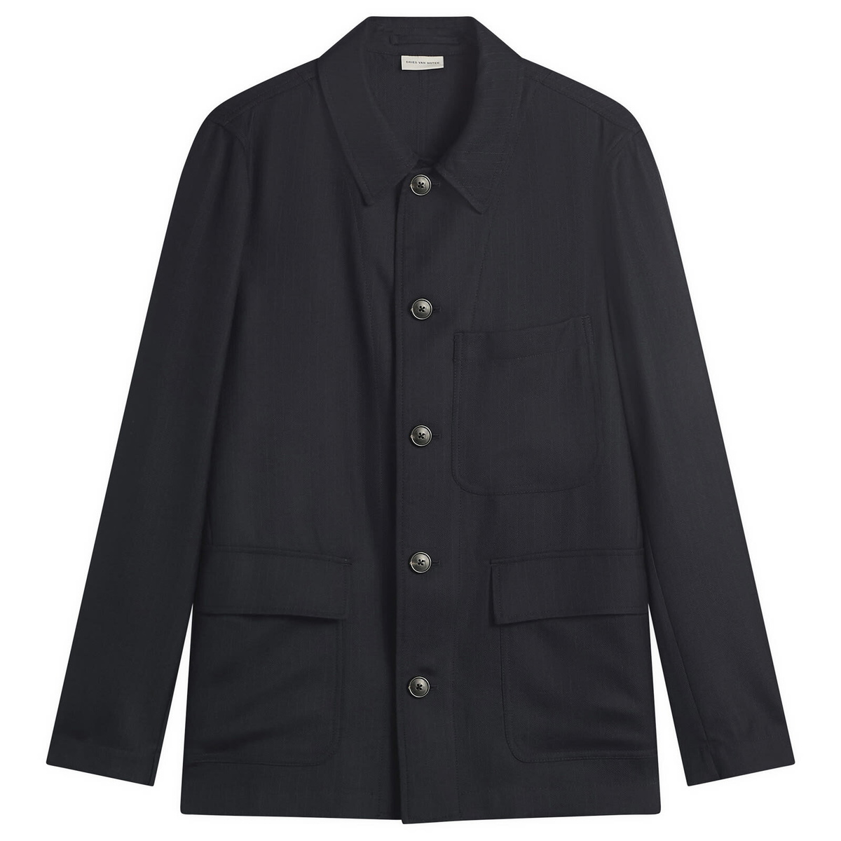 Dries Van Noten Men's Pinstripe Worsted Wool Jacket in Navy Dries Van Noten