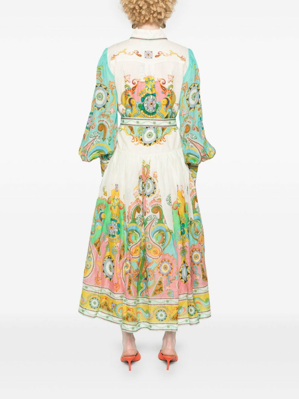 ALEMAIS Blue Pinball Ramie Shirt Dress ALÉMAIS