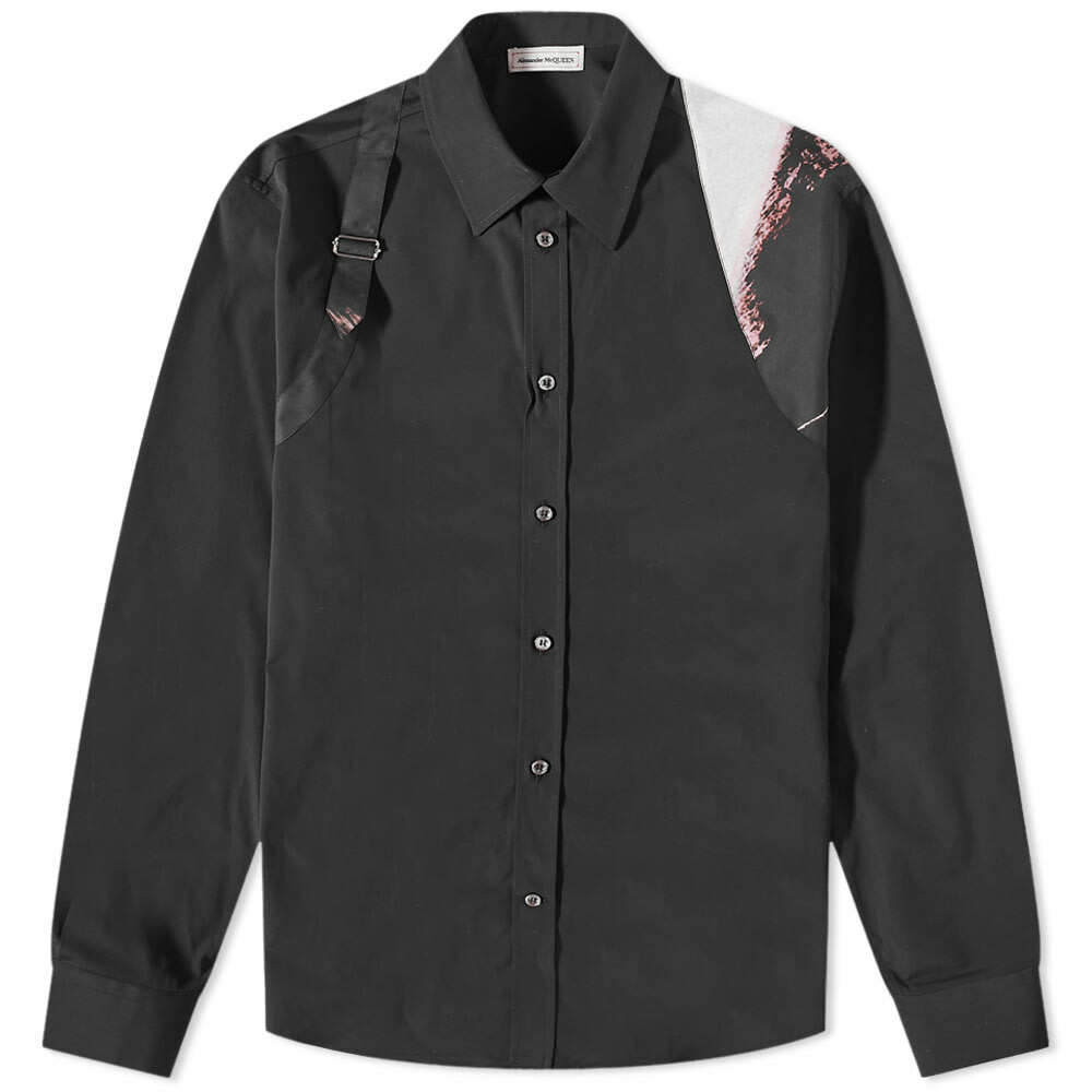 Alexander McQueen Men's Printed Harness Shirt in Black Alexander McQueen