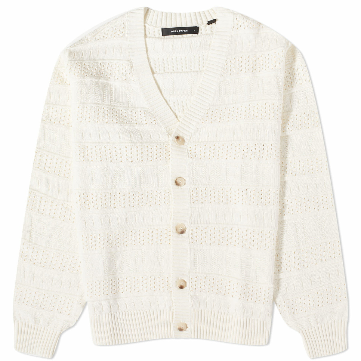 Daily Paper Men's Rajih Knitted Cardigan in Off-White Daily Paper