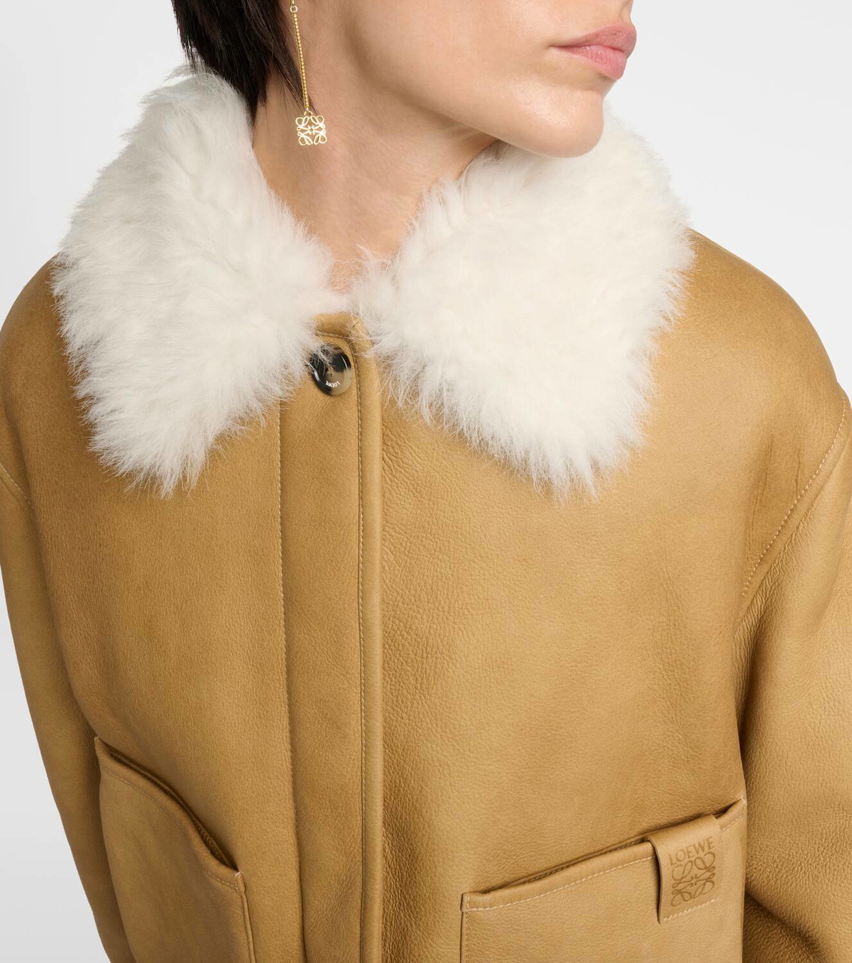 Loewe Shearling-trimmed leather jacket Loewe
