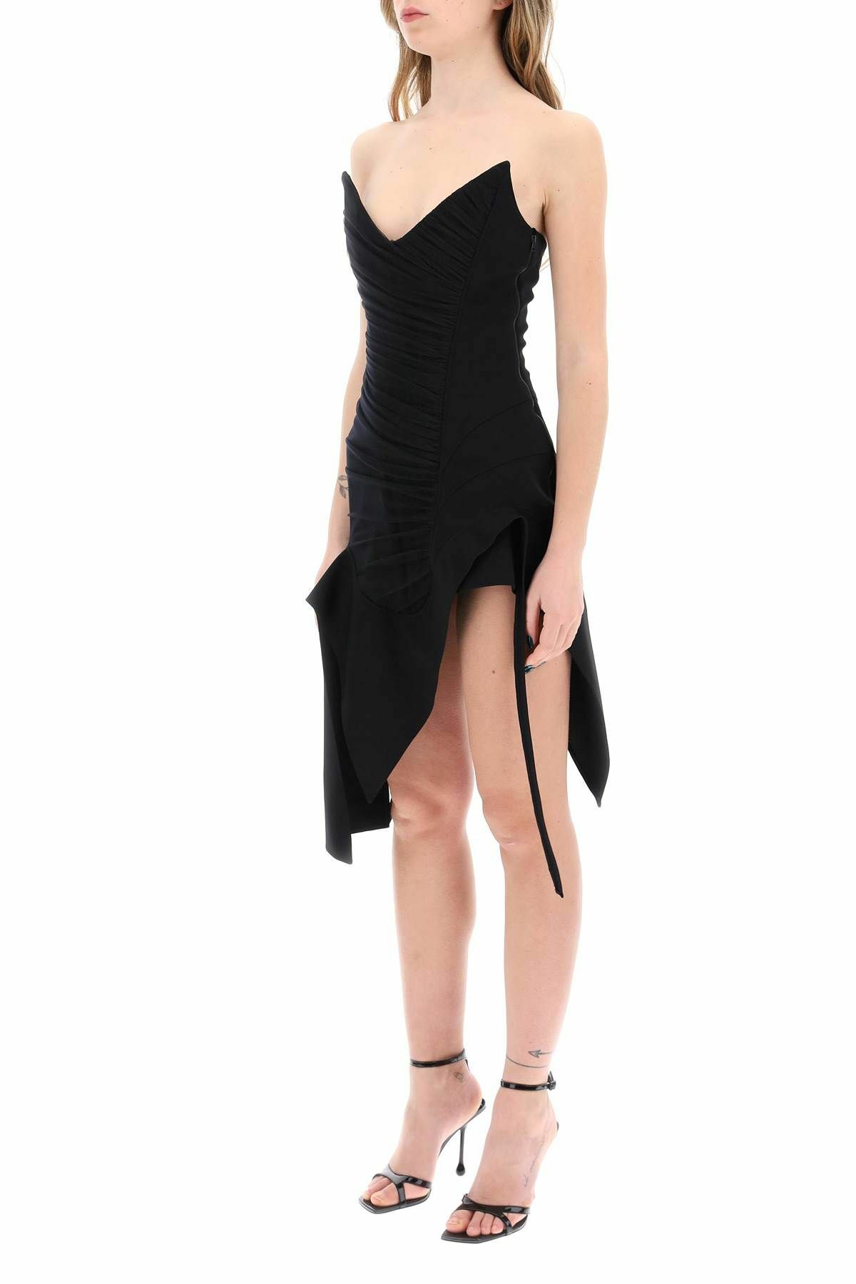 MUGLER asymmetric mini bustier dress Black Mugler