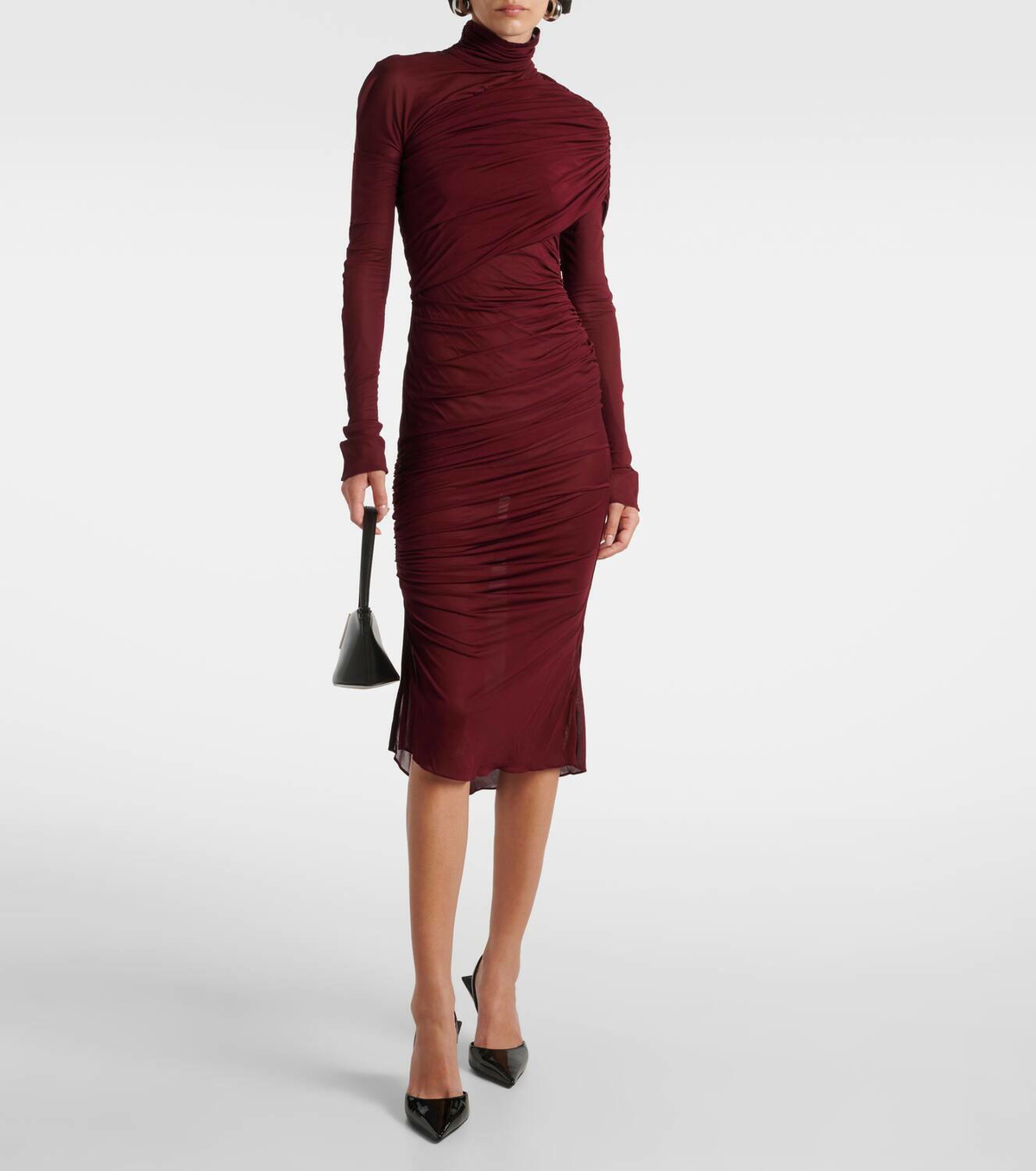 Mugler Sheer ruched midi dress Mugler