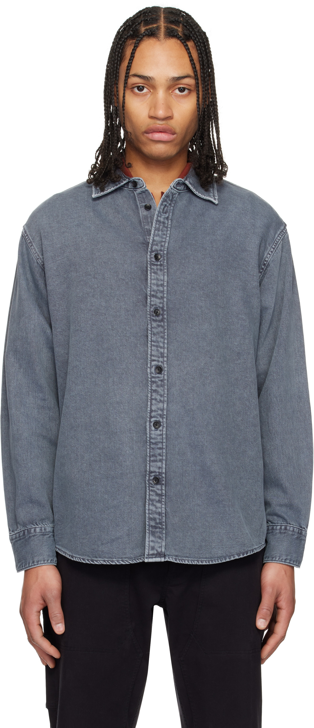 rag & bone Gray Matthew Denim Shirt Rag and Bone