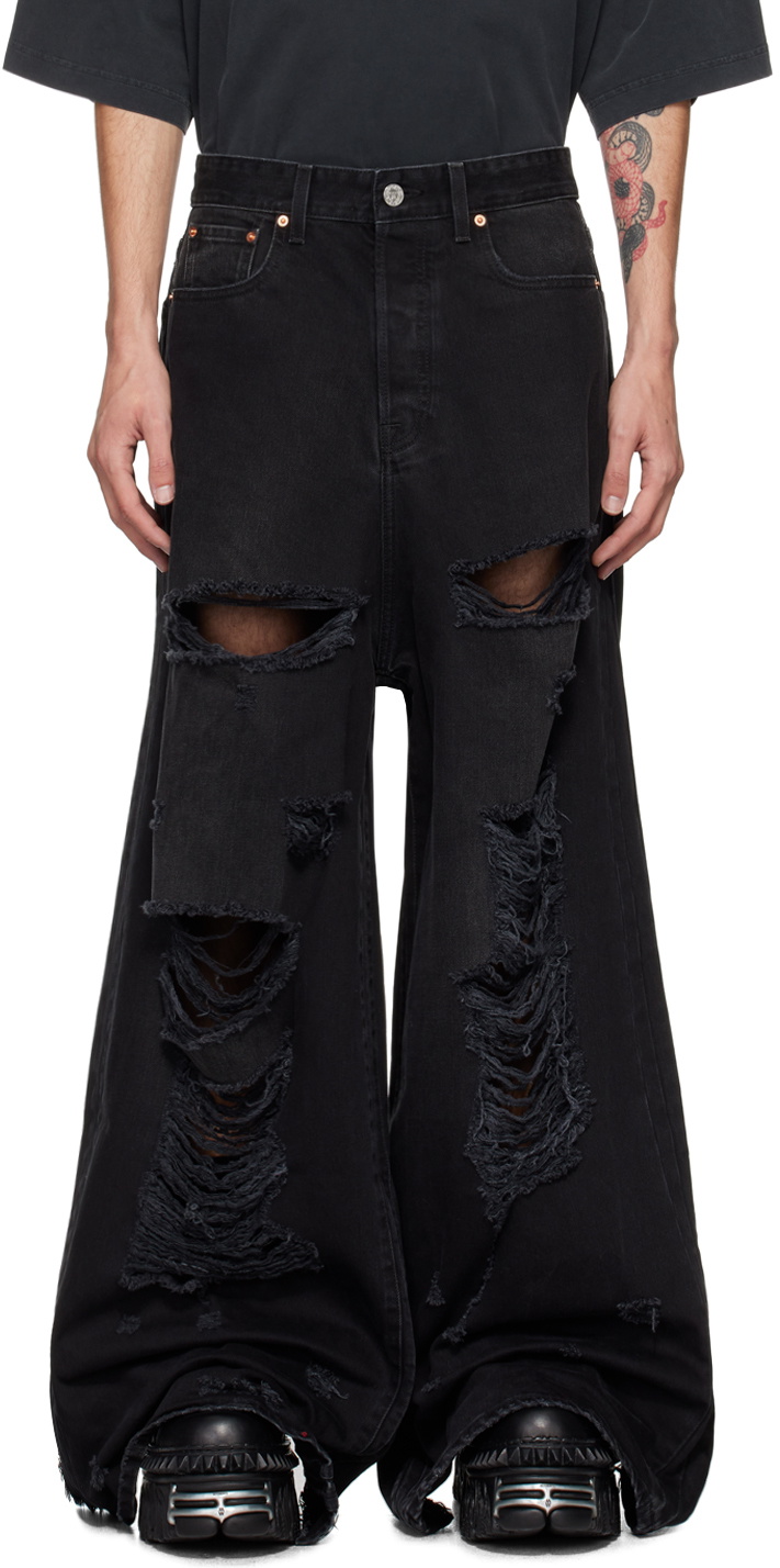 VETEMENTS Black Ripped Big Shape Jeans Vetements