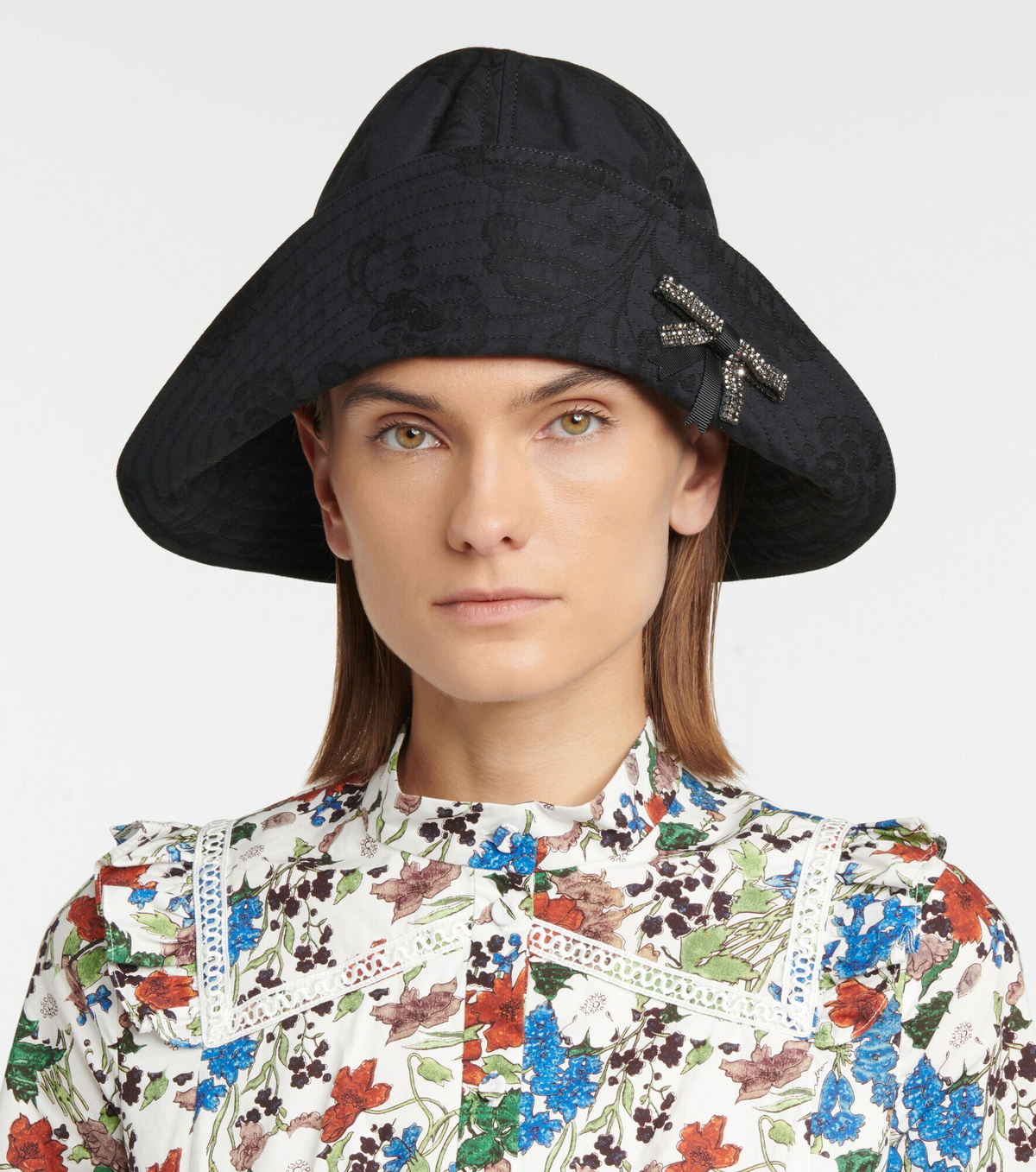 Erdem - Embellished cotton bucket hat Erdem