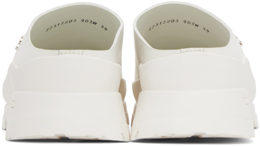 Solid Homme White Leather Mules Solid Homme