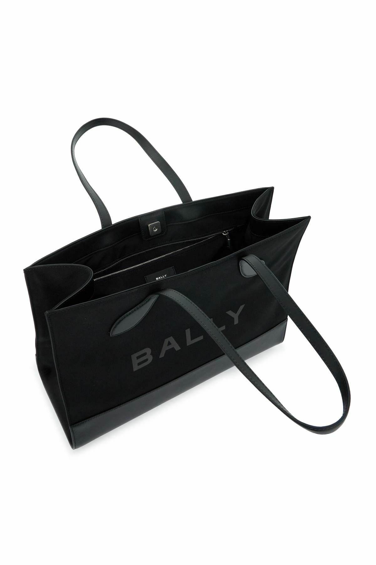 BALLY east/west nylon and leather tote bag Black Bally