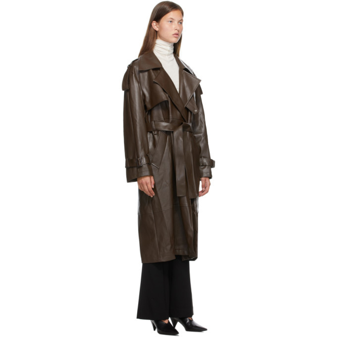 LOW CLASSIC Brown Faux-Leather Trench Coat Low Classic