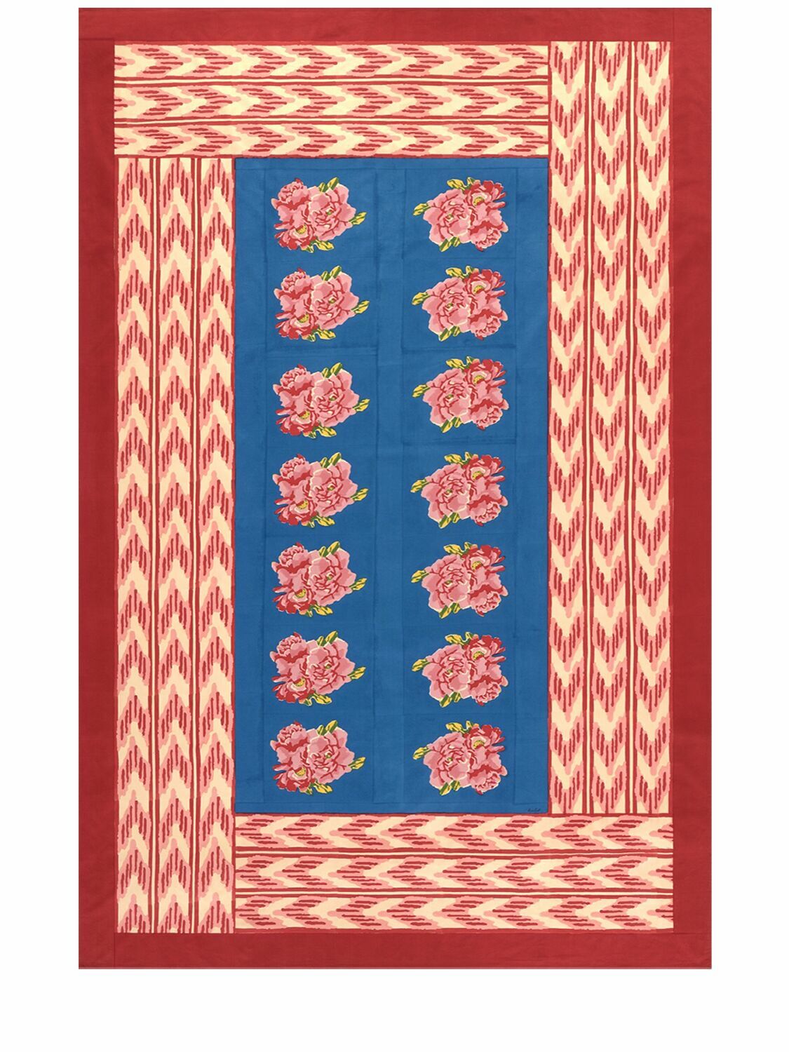 LISA CORTI Nina Rose Blue Tablecloth Lisa Corti