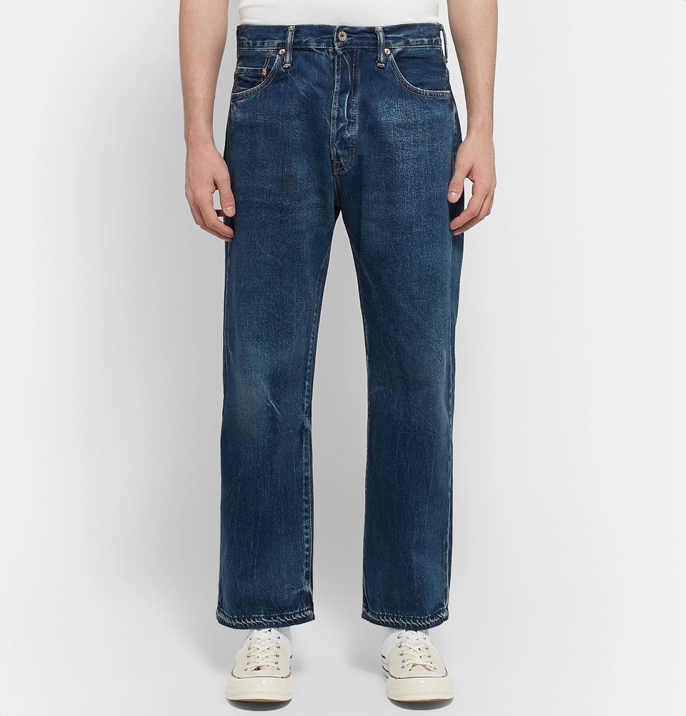 Chimala - Cropped Washed Selvedge Denim Jeans - Blue Chimala