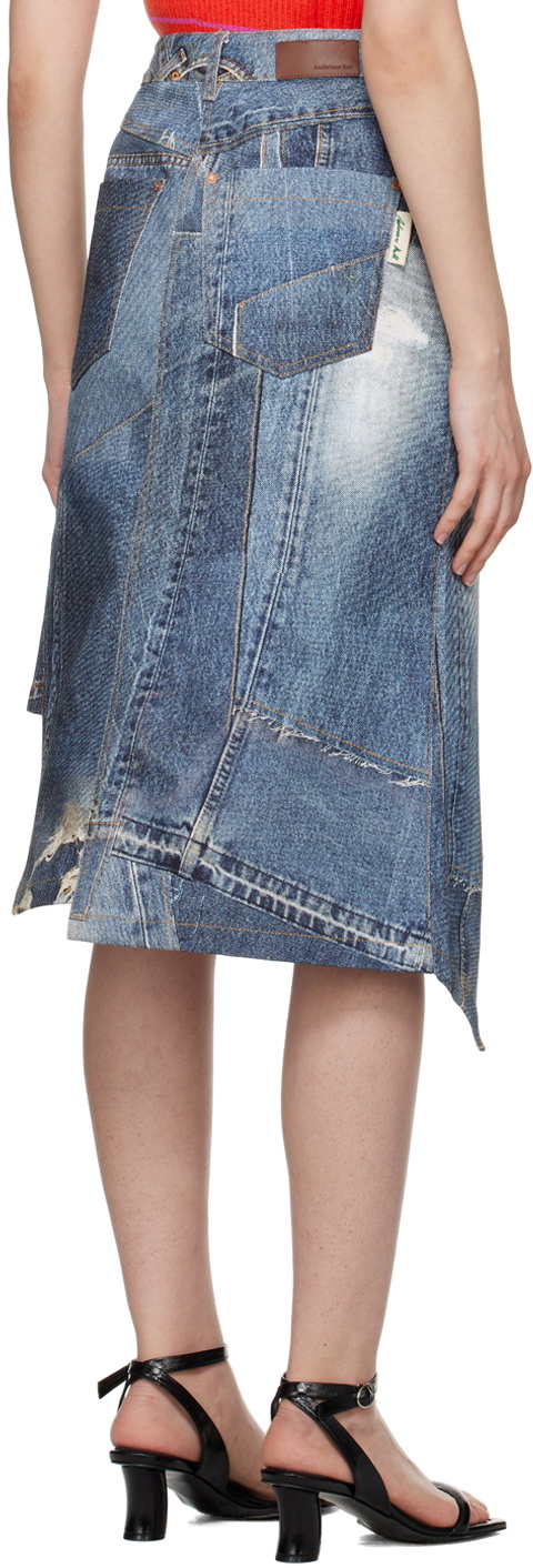 Andersson Bell SSENSE Exclusive Blue Rework Denim Midi Skirt Andersson Bell
