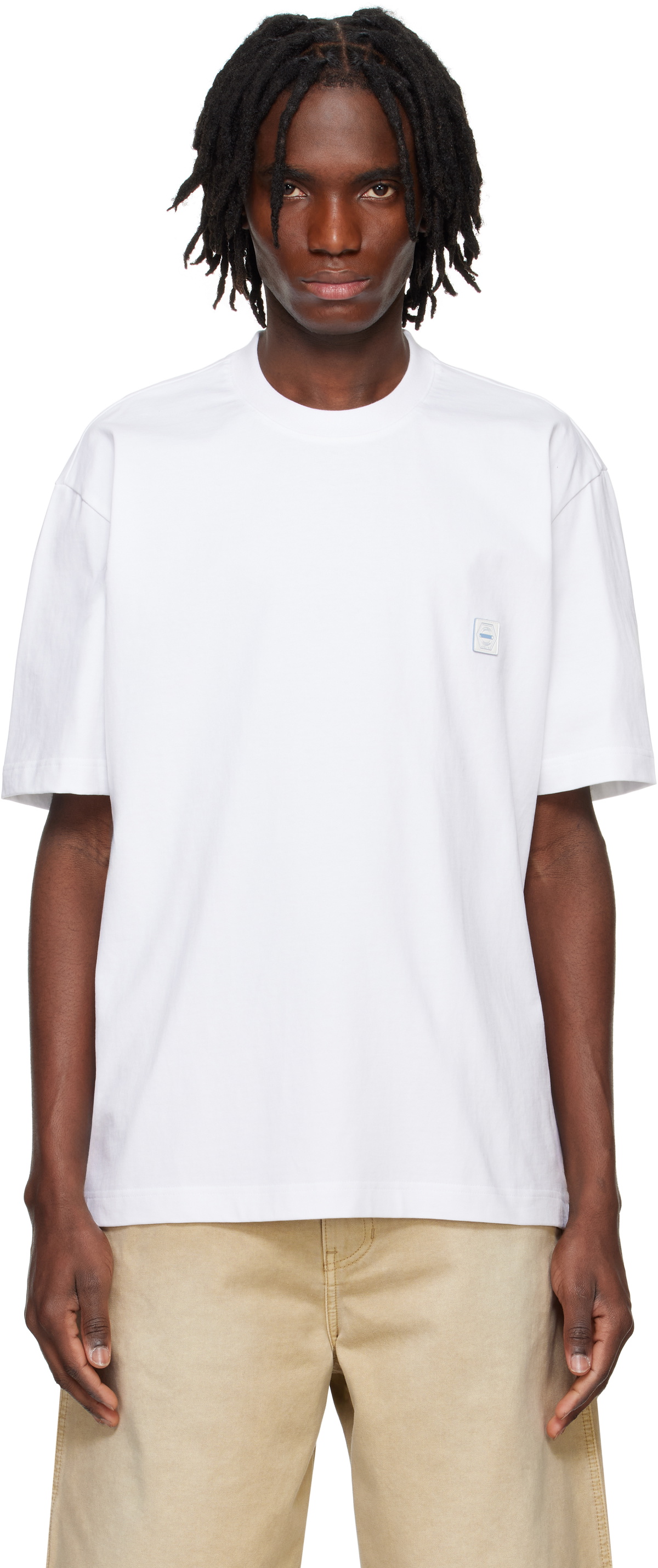 Solid Homme White Rubberized Logo T-shirt Solid Homme