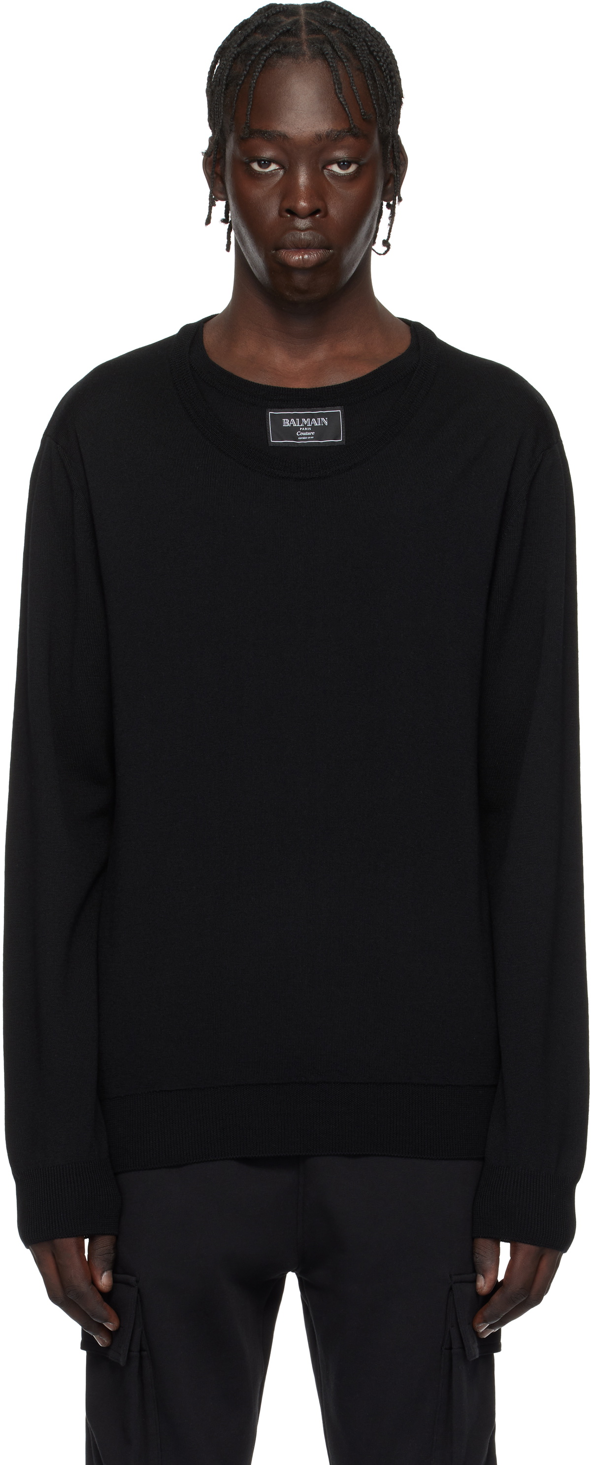 Balmain Black Knitted Double-Collar Sweater Balmain