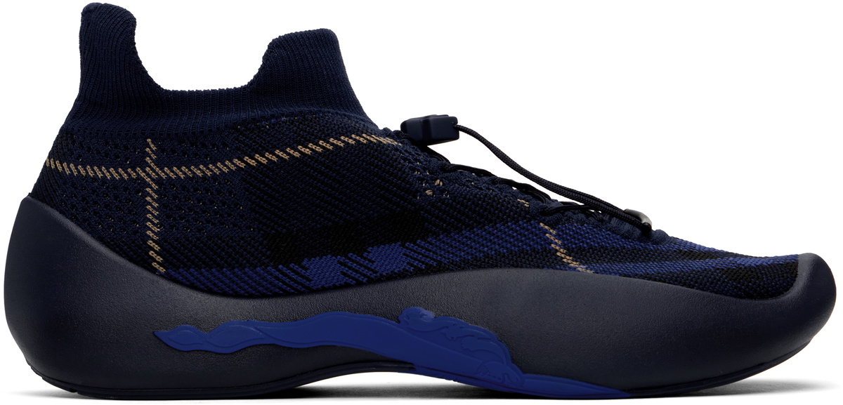 Burberry Black & Blue Check Knit Neptune Sneakers Burberry