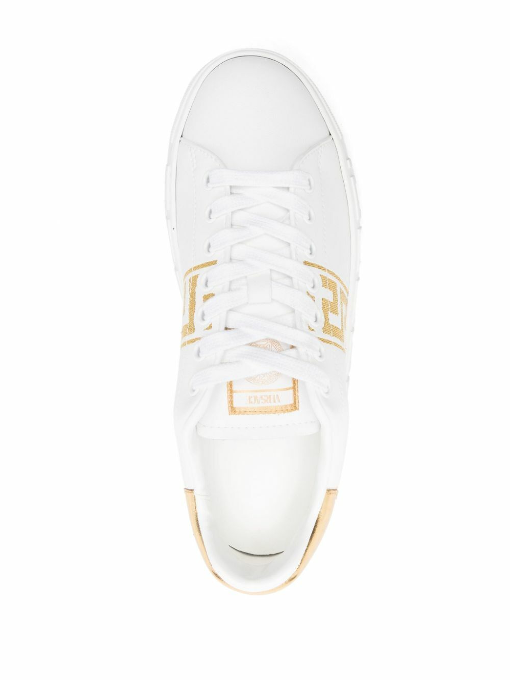 Versace White Greca Embroidered Leather Sneakers Versace