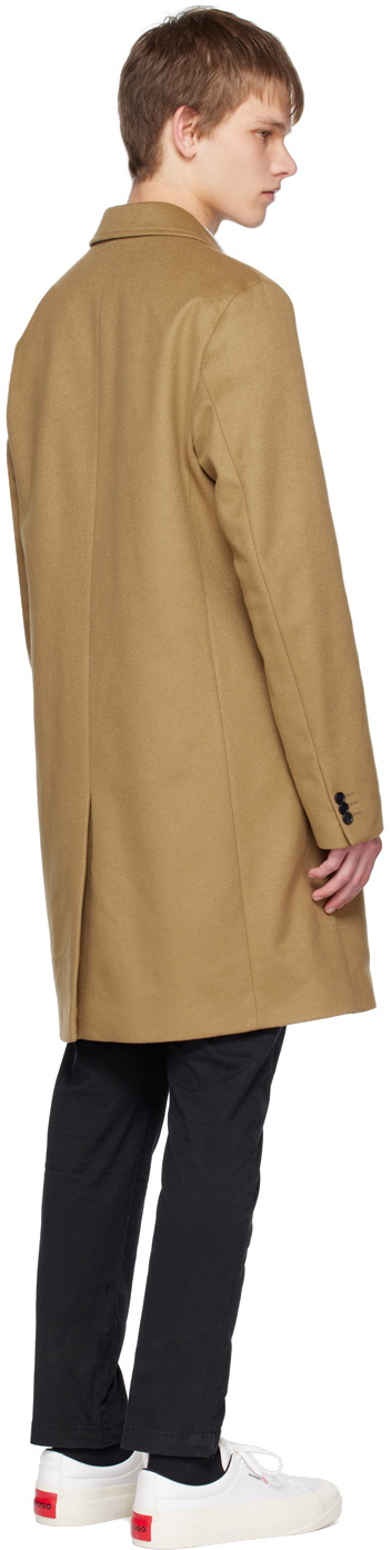 Hugo Tan Notched Lapel Coat Hugo Boss