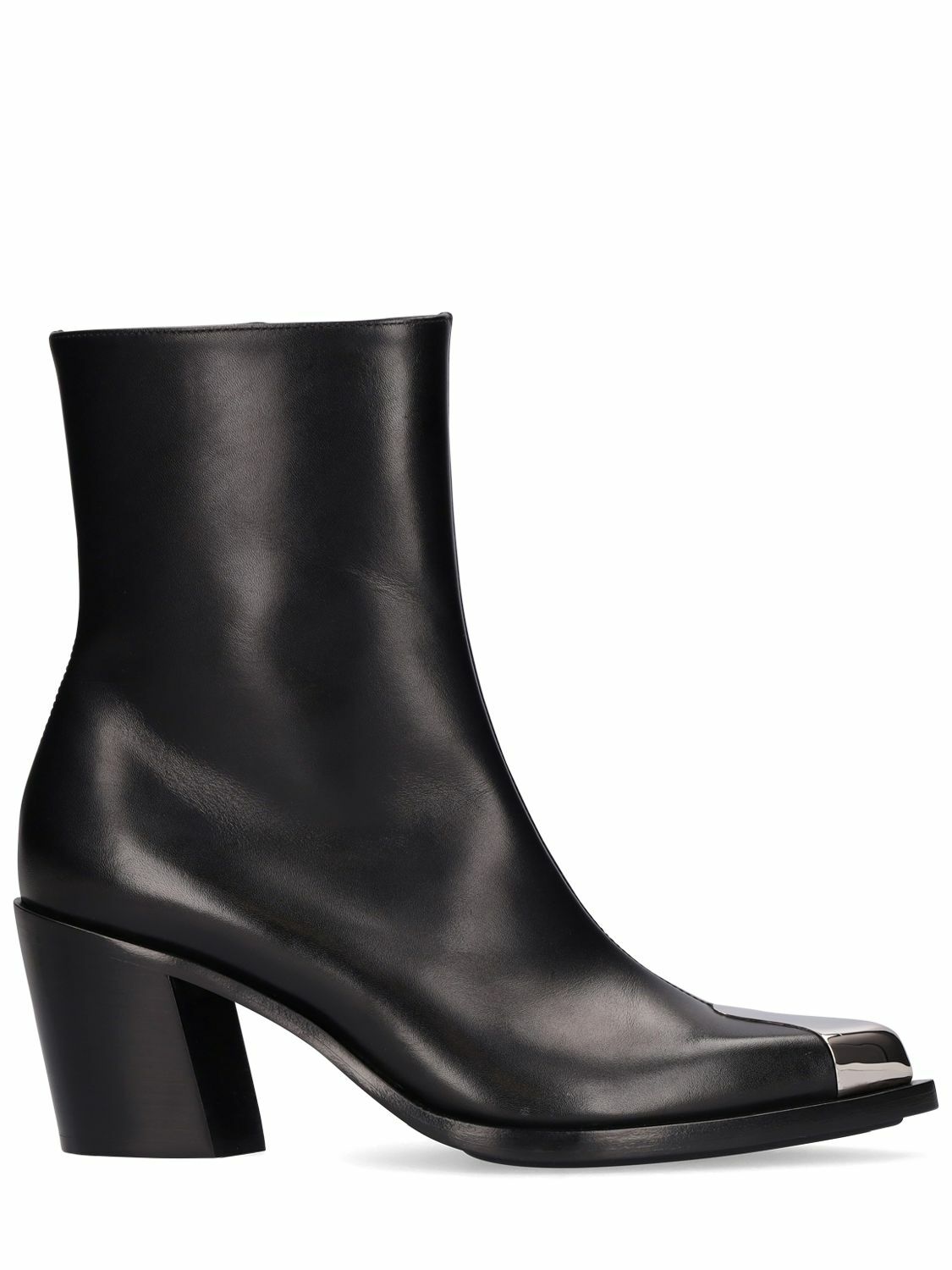 ALEXANDER MCQUEEN - 70mm Punk Leather Cowboy Boots Alexander McQueen