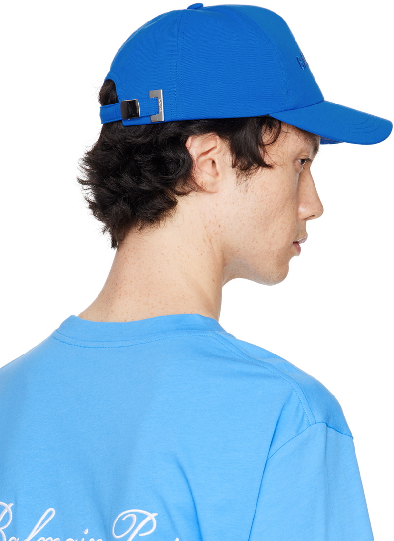 Balmain Blue 'Balmain' Embroidery Cotton Cap Balmain