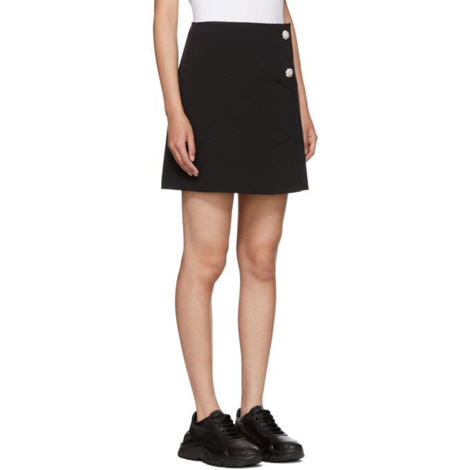 MSGM Black Crystal Buttoned Miniskirt MSGM