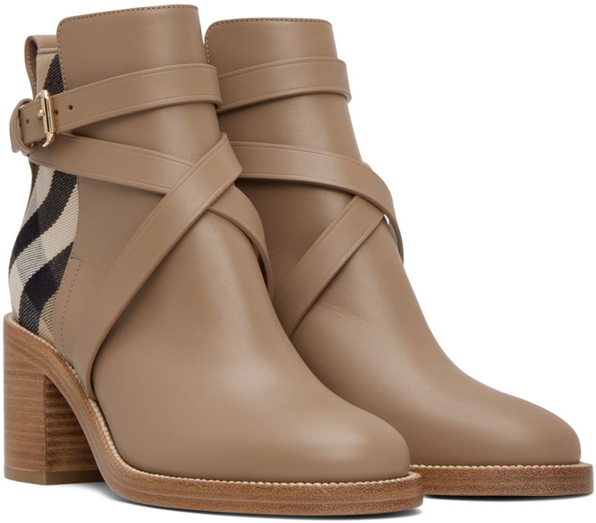 Burberry Tan Check Boots Burberry