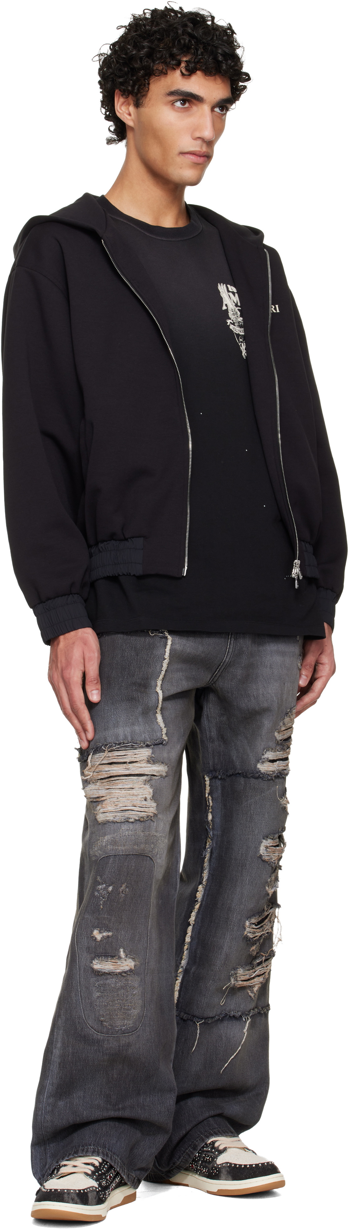 AMIRI Black Carpenter Repaired Baggy Jeans Amiri