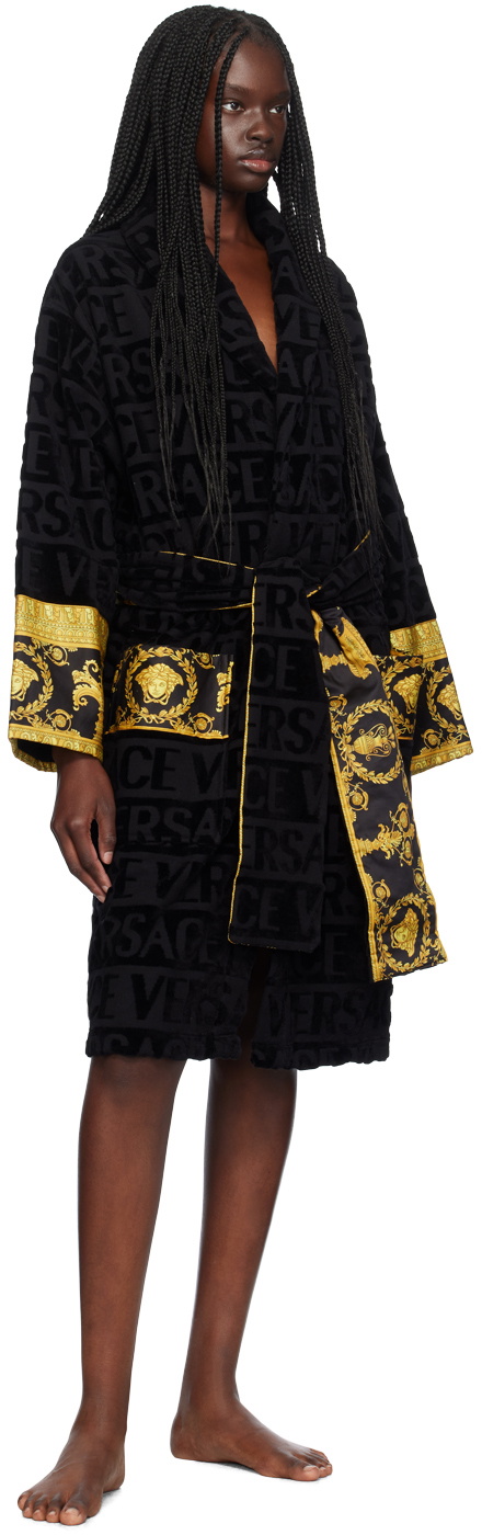 Versace Underwear Black 'I Heart Baroque' Robe Versace Underwear