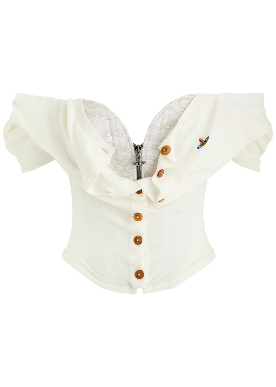 Vivienne Westwood Bea Cardigan-effect Cotton Corset top White Vivienne ...
