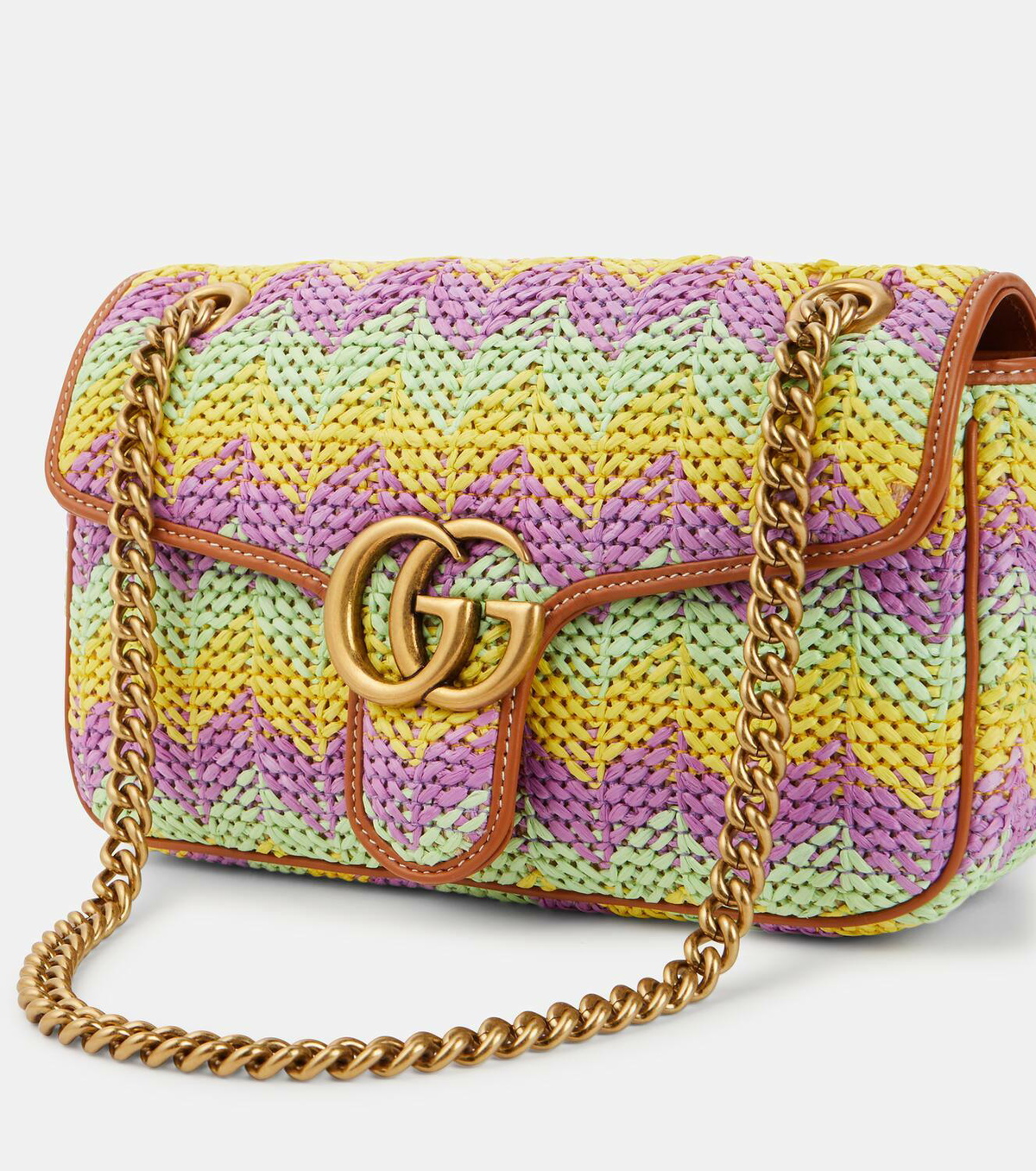 Gucci GG Marmont Small raffia shoulder bag Gucci