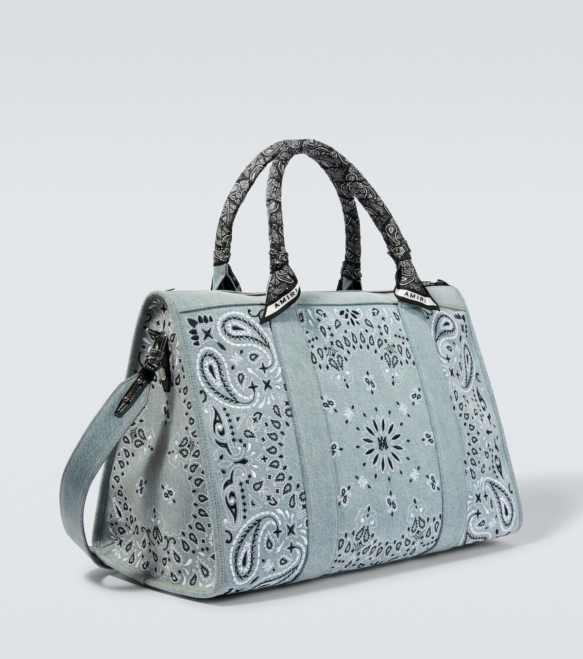 Amiri Bandana-embroidered denim duffel bag Amiri