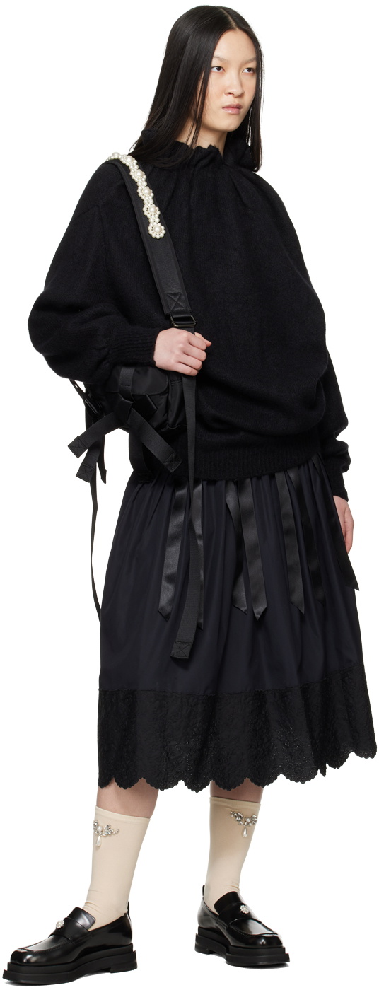 Simone Rocha Black Beaded Classic Bow Crossbody Bag Simone Rocha