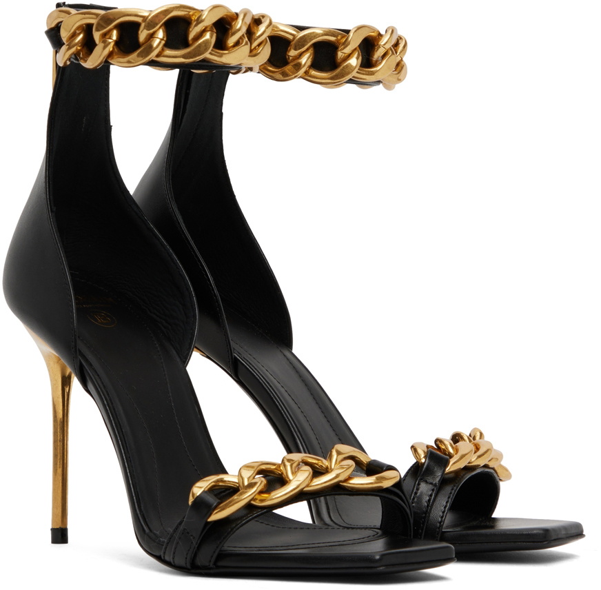 Balmain Black Chain Heeled Sandals Balmain