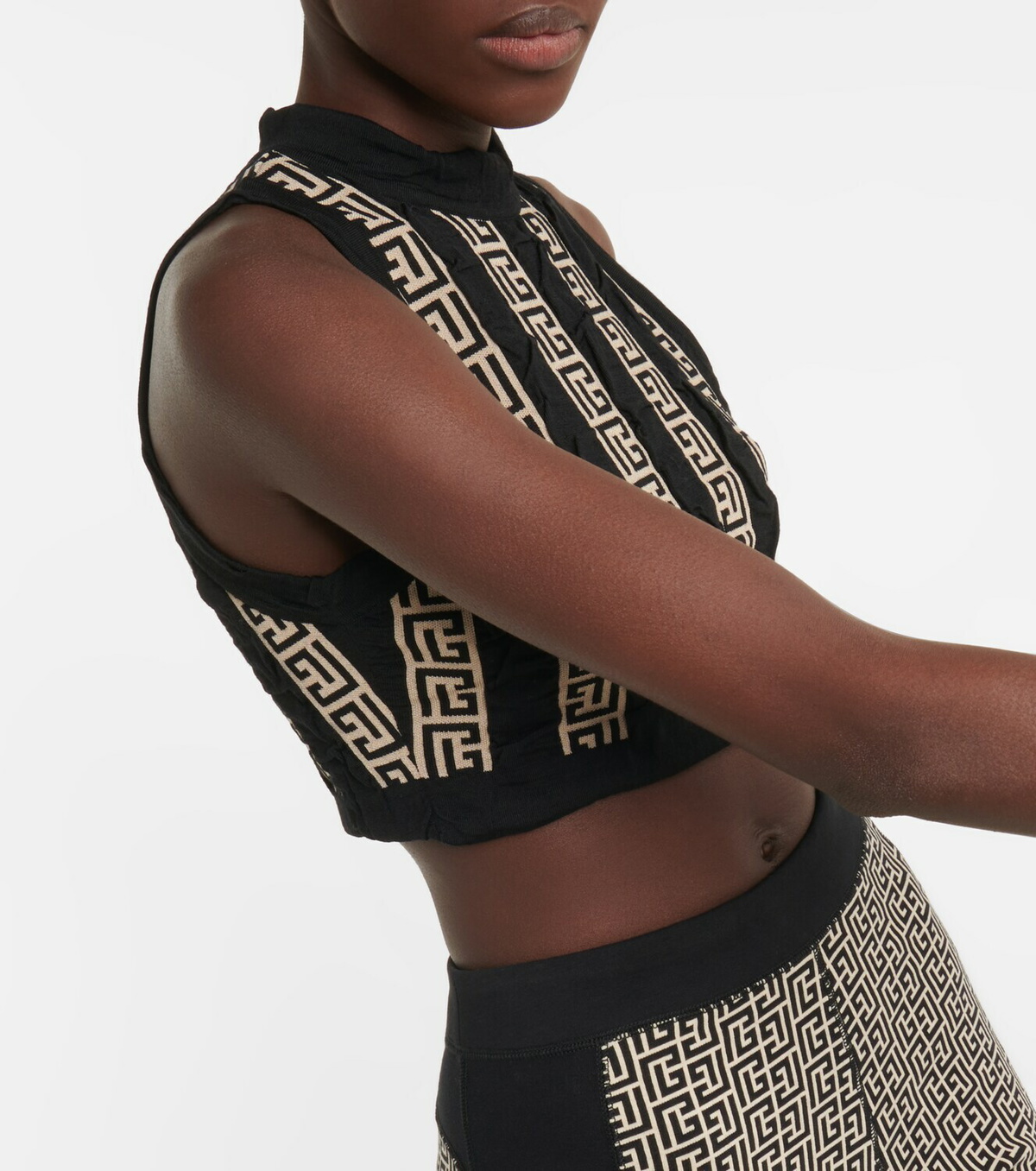 Balmain - Monogram wool-blend crop top Balmain