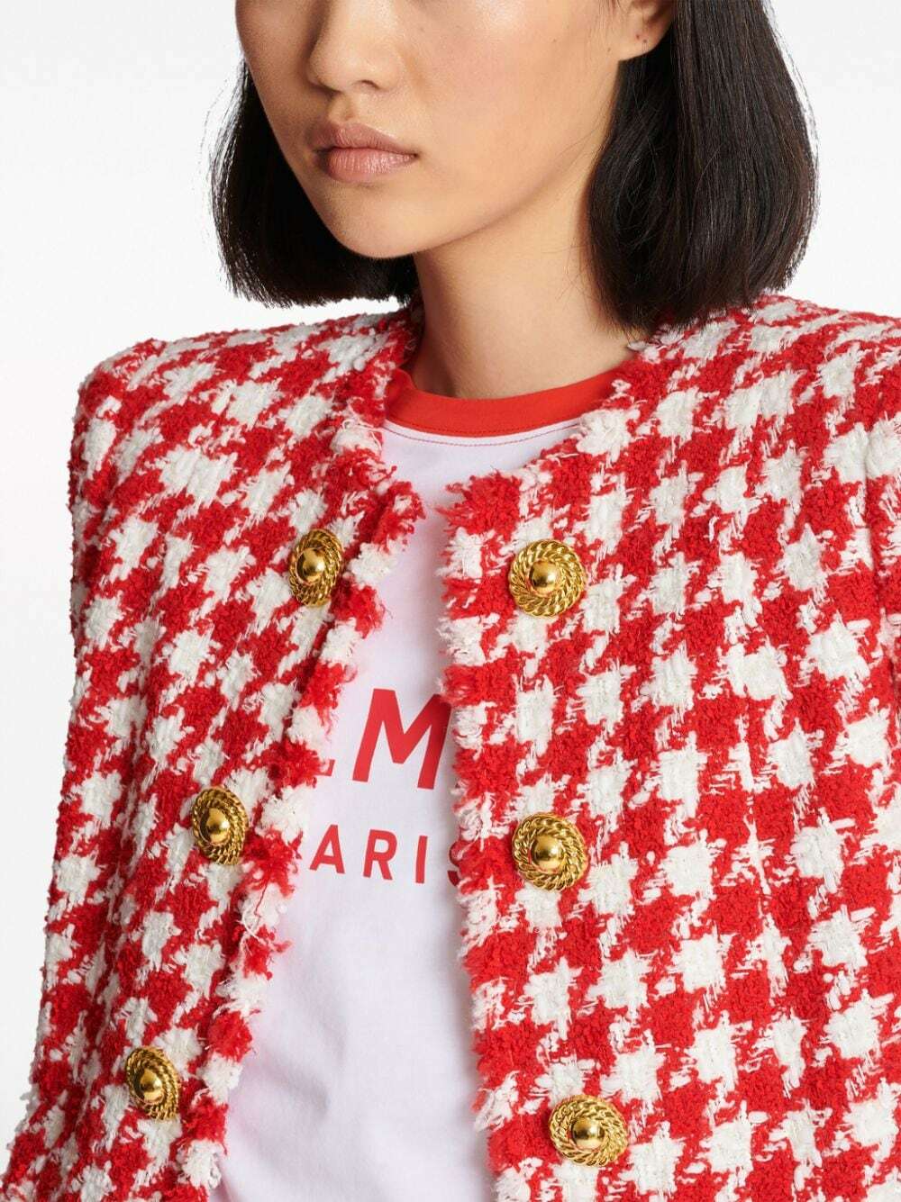 BALMAIN - Houndstooth Tweed Jacket Balmain