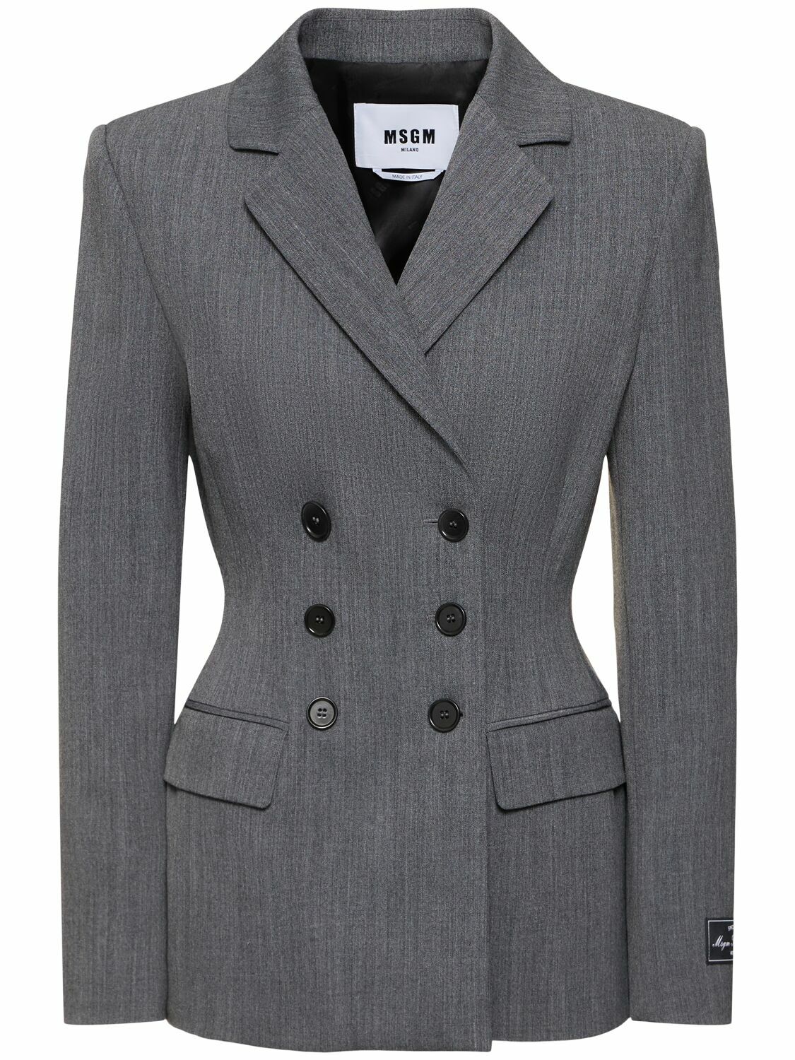 MSGM Fitted Double Breast Wool Blend Jacket MSGM