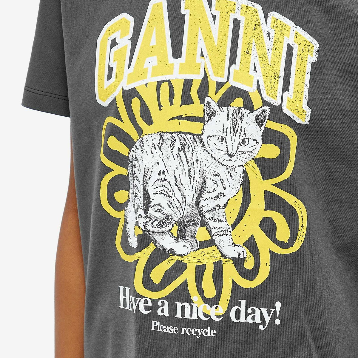 GANNI Women's Cat Relaxed T-Shirt in Volcanic Ash GANNI