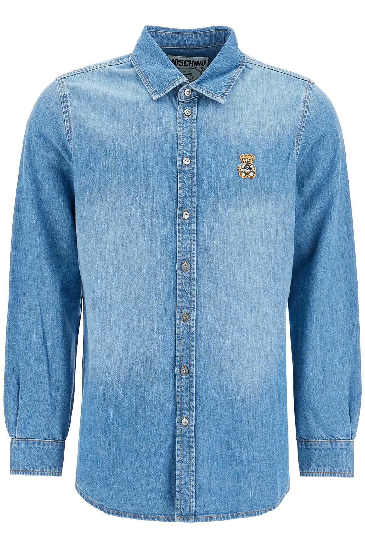 MOSCHINO denim shirt with patch details Blue Moschino