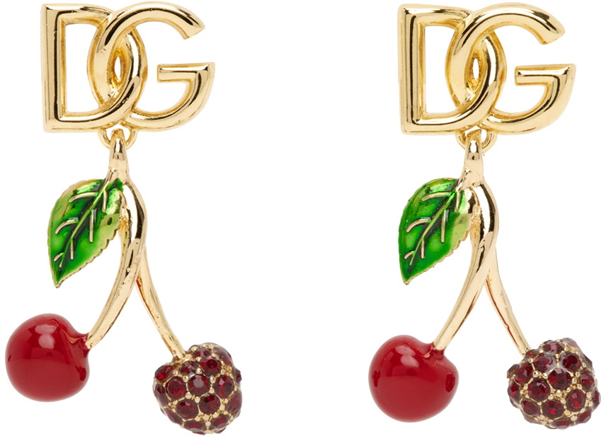 Dolce & Gabbana Gold DG Cherry Earrings Dolce & Gabbana