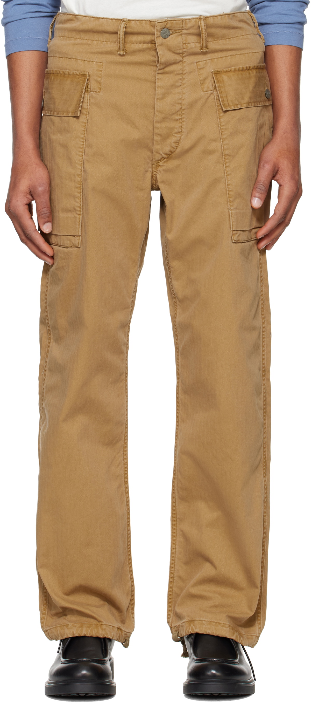 RRL Khaki Herringbone Twill Cargo Pants RRL