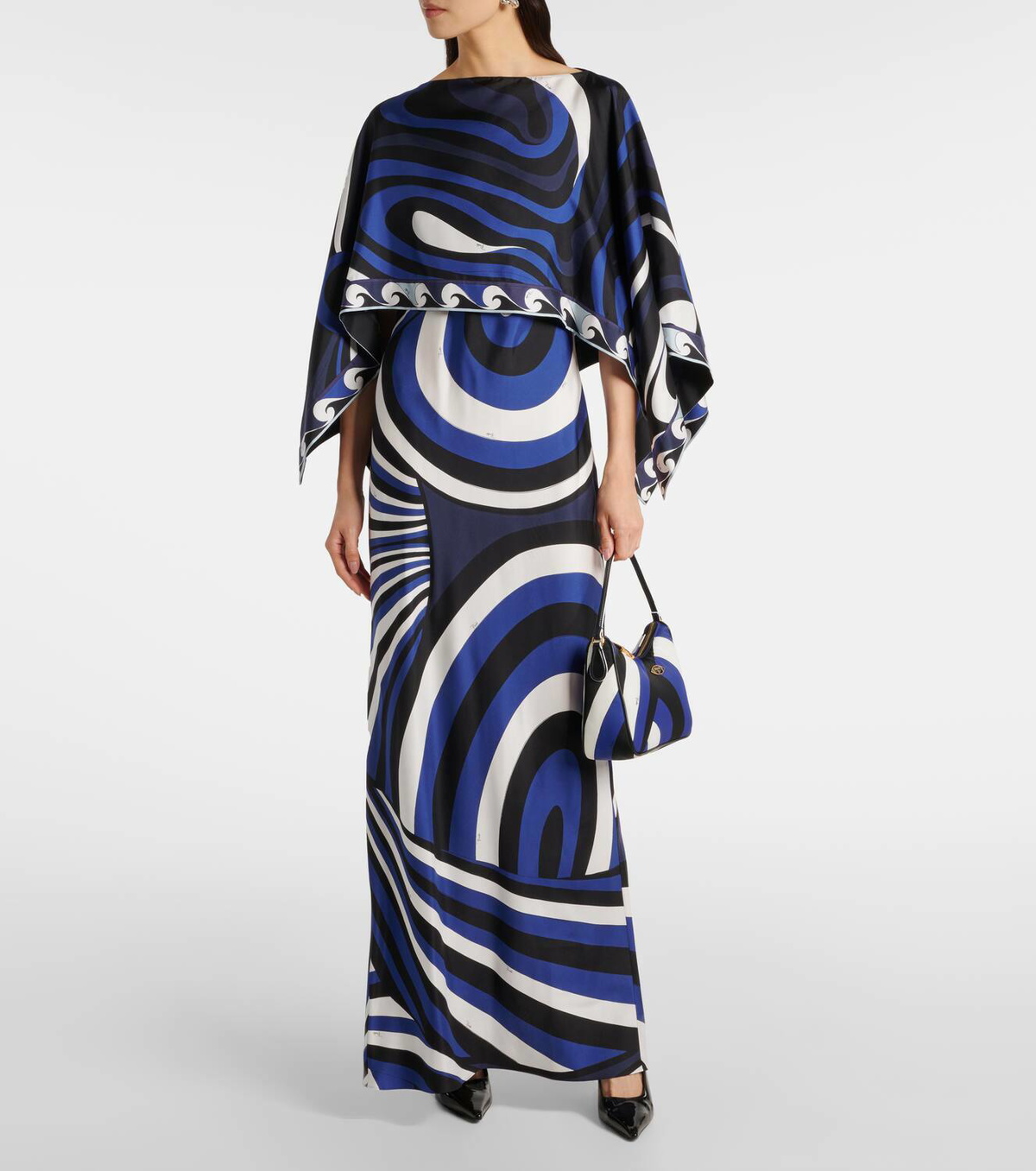 Pucci Iride silk twill slip dress and cape Emilio Pucci