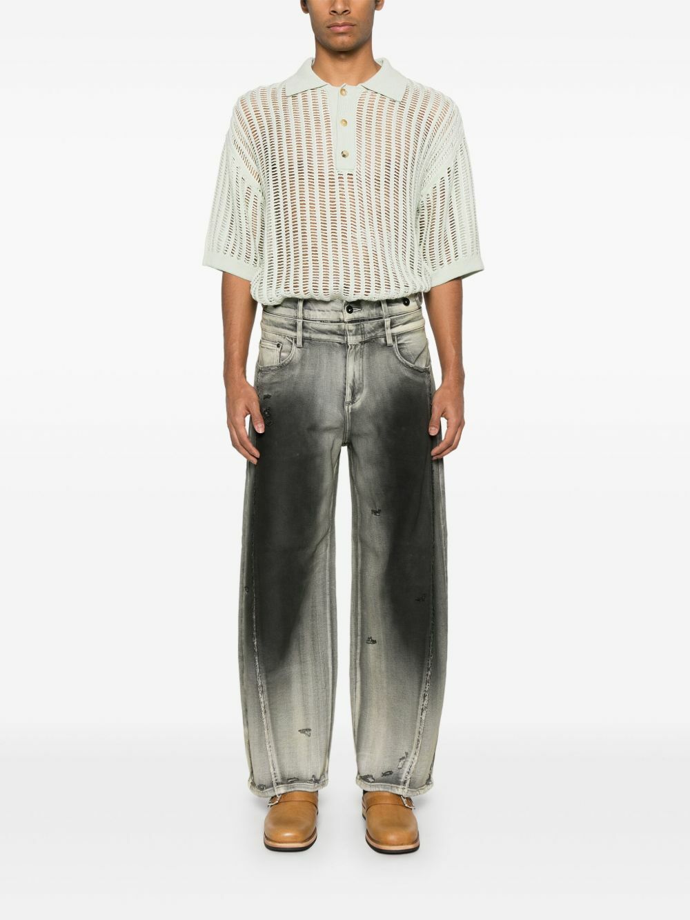 Feng Chen Wang Grey Gradient Wide-Leg Jeans Feng Chen Wang