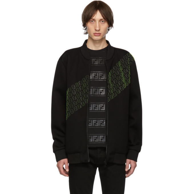 Fendi Black Asymmetric FF Track Jacket Fendi
