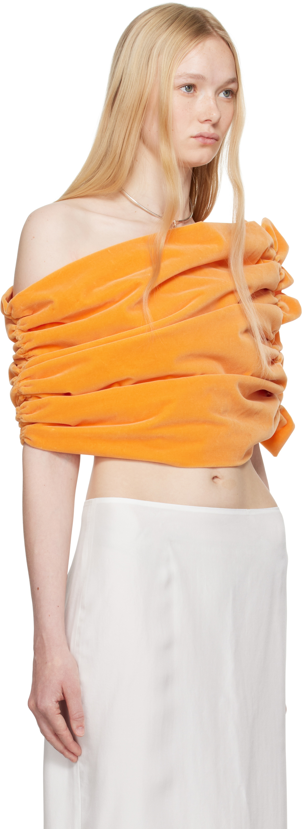 COLLEEN ALLEN Orange Velvet Shawl Top COLLEEN ALLEN